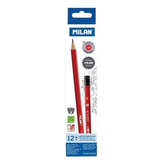 Milan Graphite Pencils HB With Eraser Pack 12 Triangular — Marston Moor